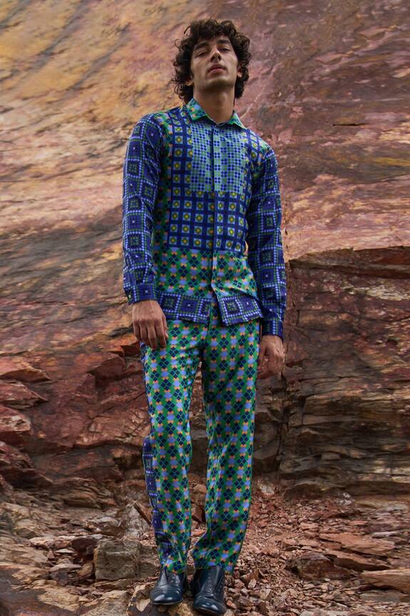 Buy Dash and Dot Multi Color Polyester Moroccan Mosaic Tile Print Shirt ...