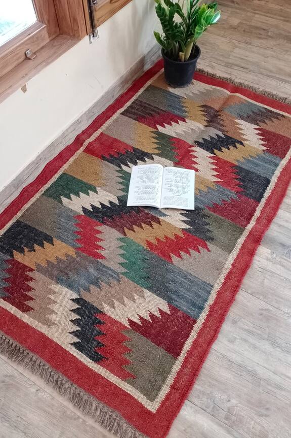 Buy Nakshikathaa - Homeware Kilim Finish Jute Wool Rug Online | Aza ...