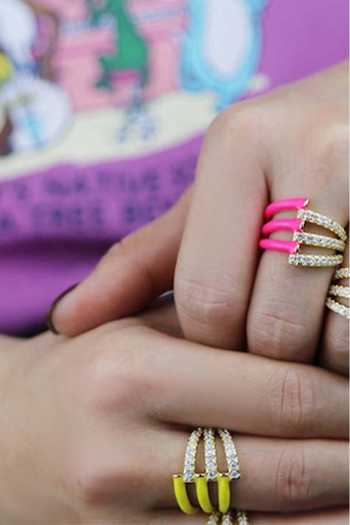 Buy The Jewel Factor Neon Felicia Studded Ring Online | Aza Fashions