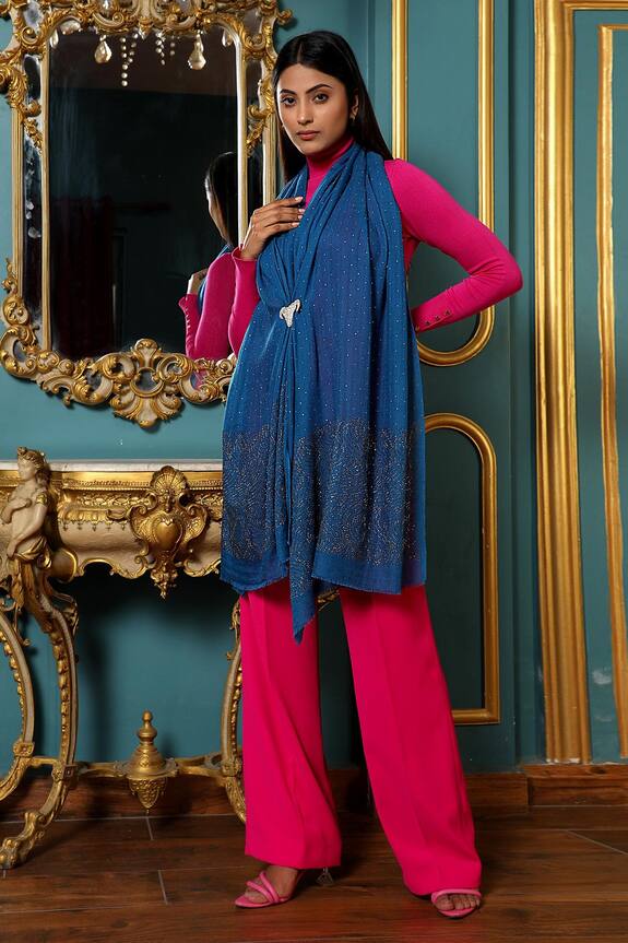 Buy Dusala Shawls Stone Work Woollen Stole Online | Aza Fashions