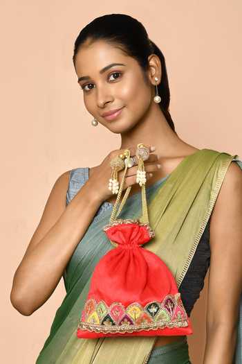 Buy Samyukta Singhania Placement Floral Embroidered Potli Online | Aza ...
