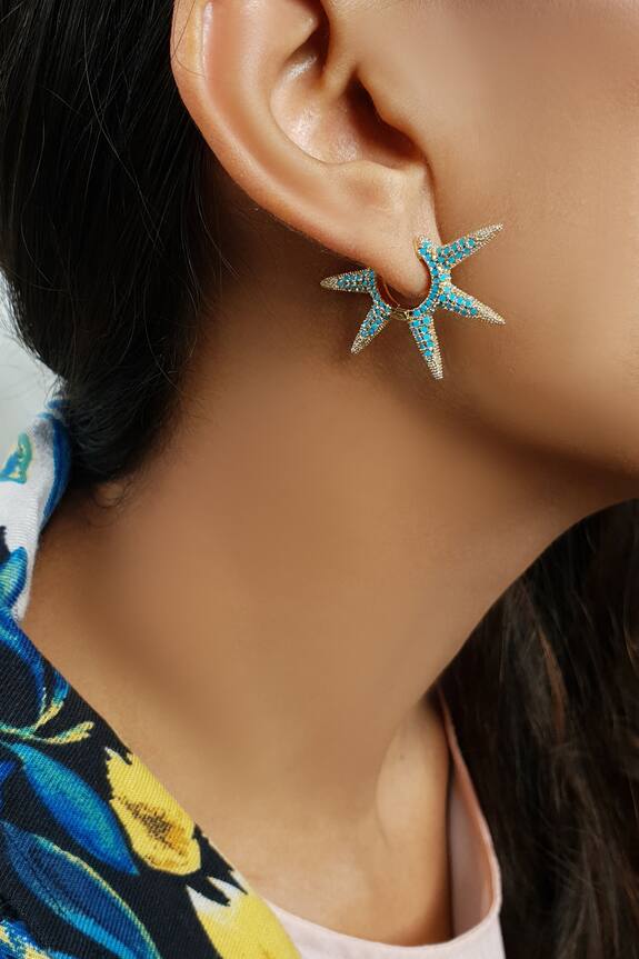 Buy The Jewel Factor Star Shaped Studs Earrings Online | Aza Fashions