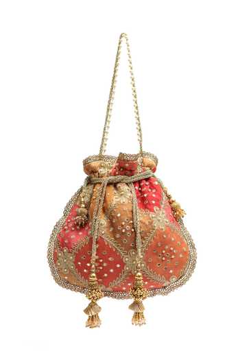 Buy Rabani & Rakha Bandhani Pattern Potli Bag Online | Aza Fashions