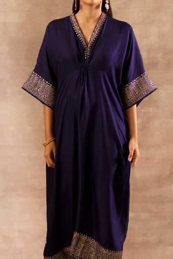 Buy Jayanti Reddy Purple Silk V Neck Kaftan Online | Aza Fashions