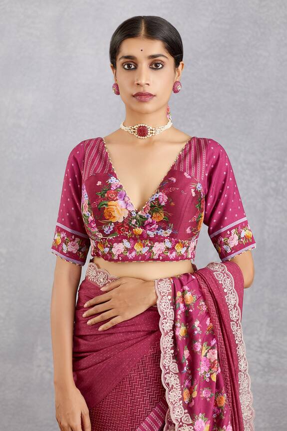 Buy Torani Red Handwoven Chanderi Manika Heba Saree Blouse Online | Aza ...