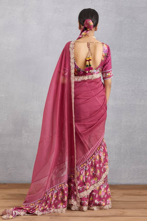 Buy Torani Red Handwoven Chanderi Manika Heba Saree Blouse Online | Aza ...