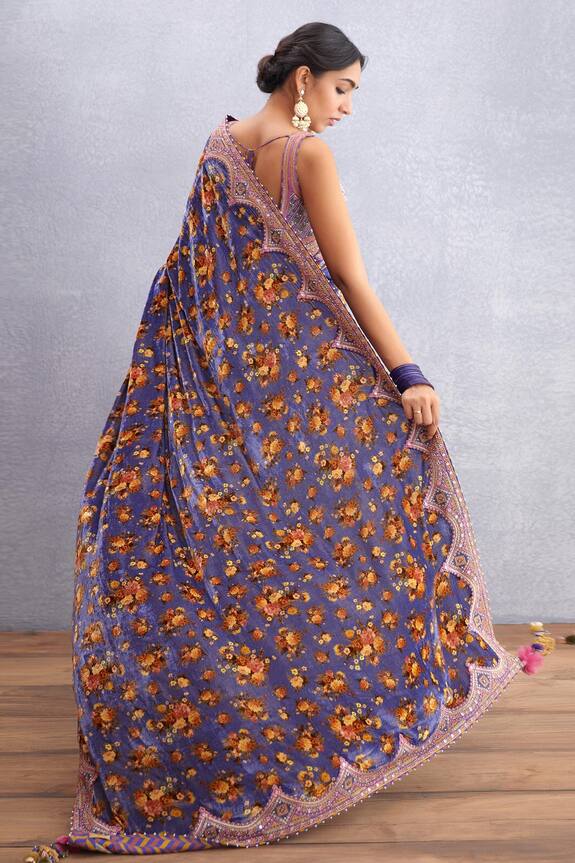 Buy Torani Purple Velvet Jamuni Guldabri Saree Online | Aza Fashions