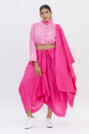 Buy Chola Pink Draped Pant Online | Aza Fashions