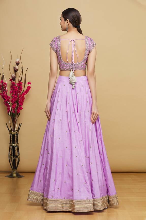Buy Keerthi Kadire Purple Embroidered Lehenga Set Online Aza Fashions