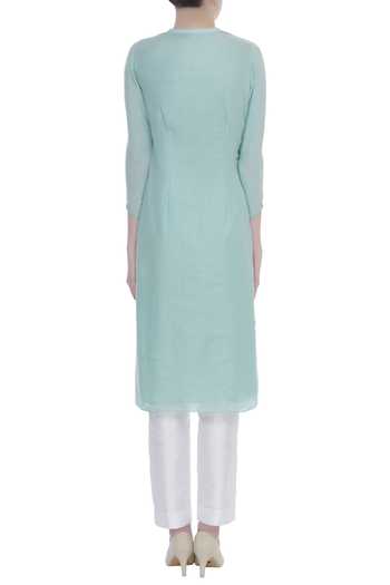Buy Desert Shine by Sulochana Jangir Blue Floral Embroidered Tunic ...