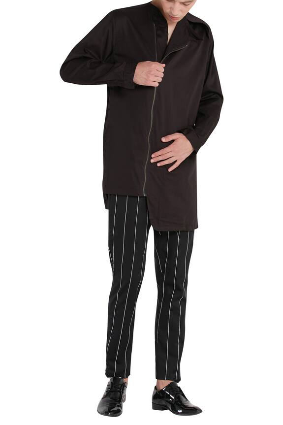 Buy Son of A Noble Snob Brown Asymmetric Shacket With Zippered Closure ...