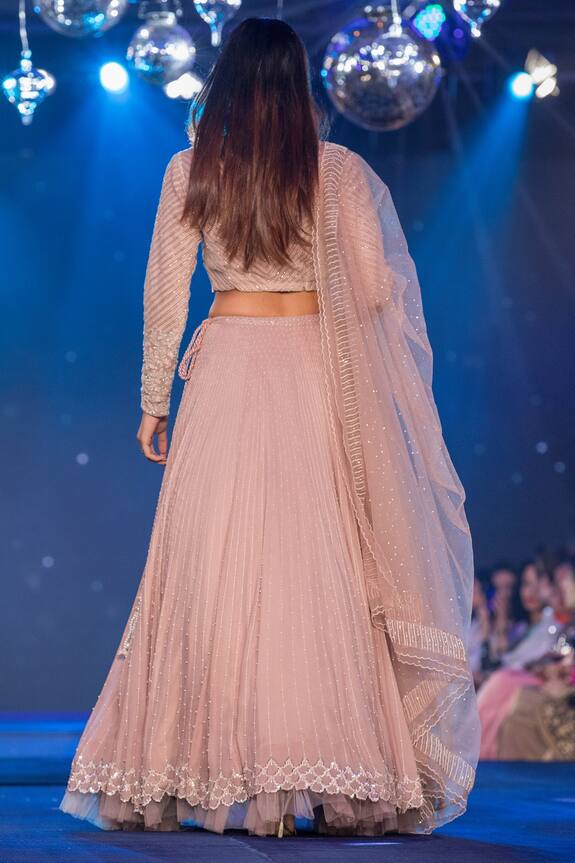 Buy House of Kotwara Pink Pearl And Sequin Embroidered Lehenga Set ...