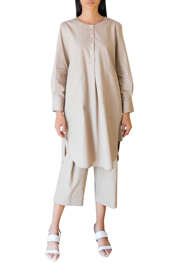 Buy Anomaly Beige Flared Full Sleeves Tunic Online | Aza Fashions