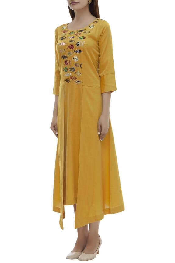 Buy Aalyxir Yellow Linen Satin Tunic Online | Aza Fashions