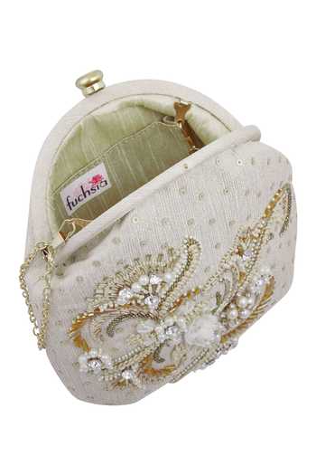 Buy Fuchsia Embroidered Clutch Online | Aza Fashions