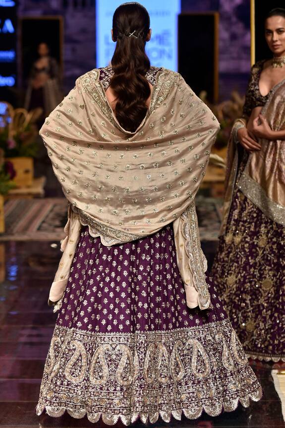 Buy Jayanti Reddy Purple Raw Silk Embroidered Lehenga Set Online | Aza ...