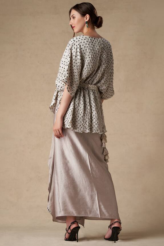 Buy Twenty Nine Grey Silk Bandhani Blouse Online | Aza Fashions