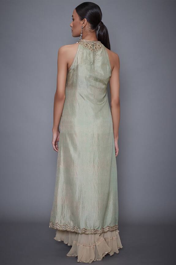 Buy RI.Ritu Kumar Green Silk Tafetta Embroidered Kurta Sharara Set ...