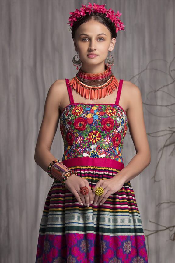 Buy Payal Jain Multi Color Silk Maxi Dress Online | Aza Fashions
