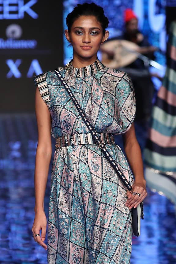 Buy SVA by Sonam & Paras Modi Multi Color Satin Silk Printed Draped ...