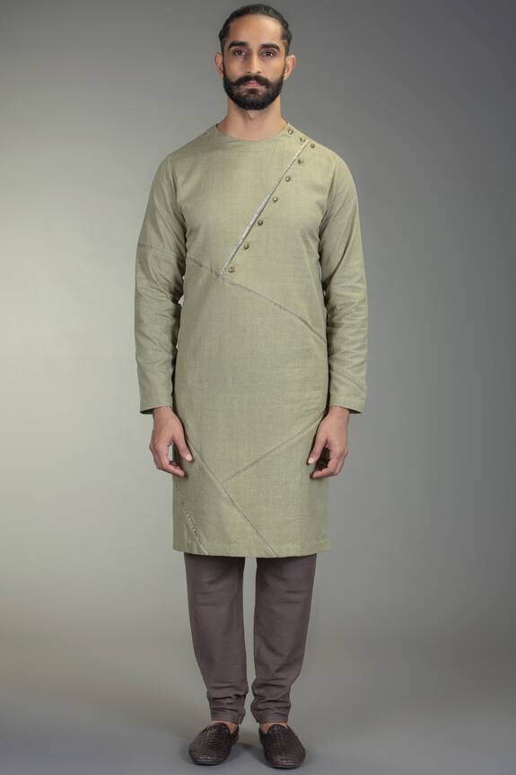 Buy Suta & Co - Men Green Cotton Linen Kurta Set Online | Aza Fashions