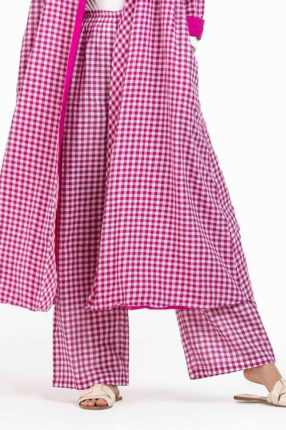 Buy Three Pink Cotton Handwoven Checkered Pant Online | Aza Fashions