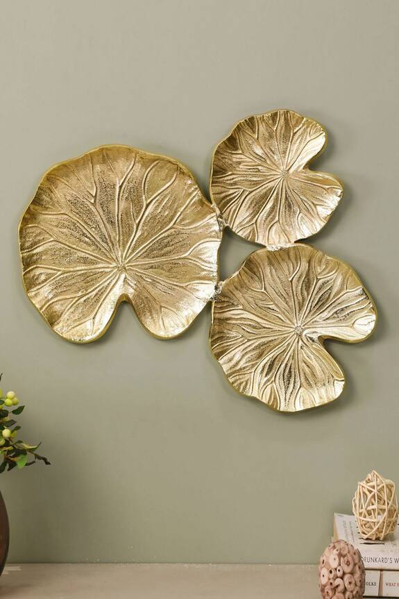 Buy Cocovey Homes Golden Lotus Leaf Wall Art Online | Aza Fashions