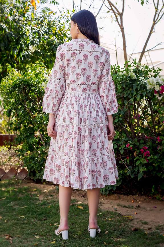 Buy Missprint White Cotton Hand Block Print Tunic Online | Aza Fashions