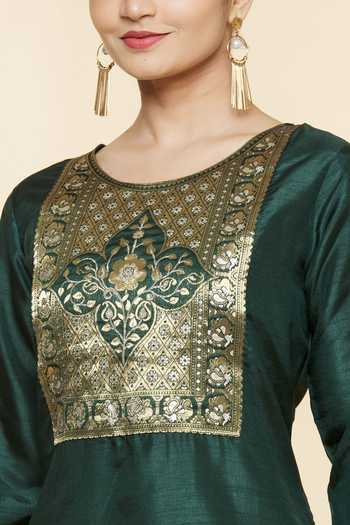 Buy Naintara Bajaj Green Polyester Woven Bodice Kurta Online | Aza Fashions