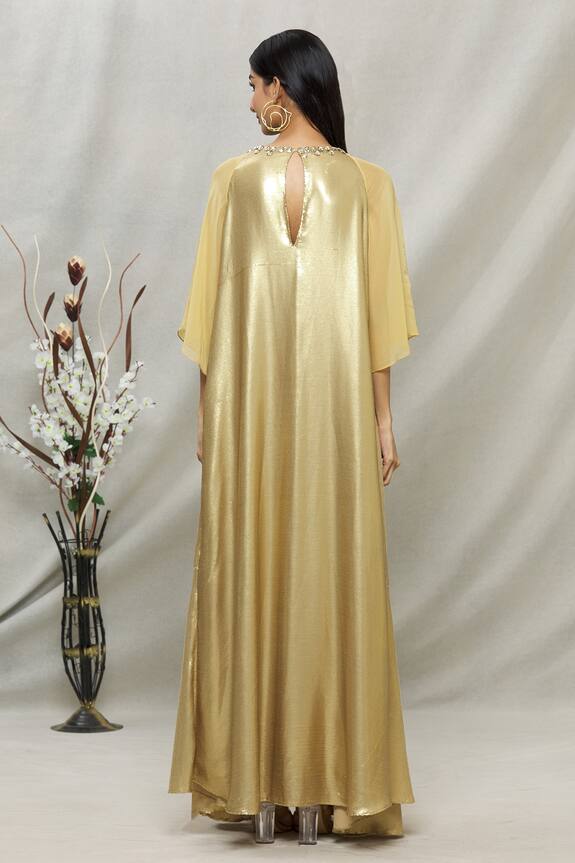 Buy Kommal Sood Gold Georgette Sequin Embellished Tunic Online | Aza ...