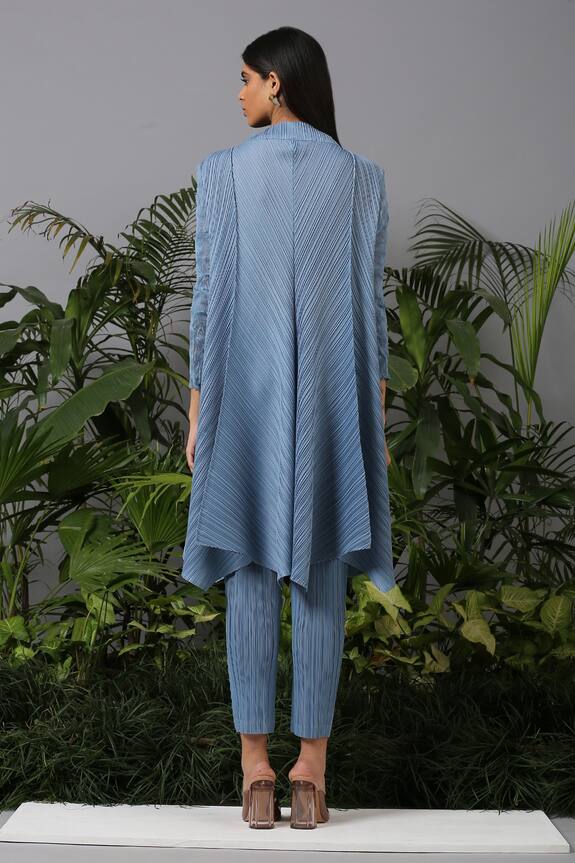 Buy Pleats By Aruni Blue Pleated Tunic And Pant Set Online | Aza Fashions
