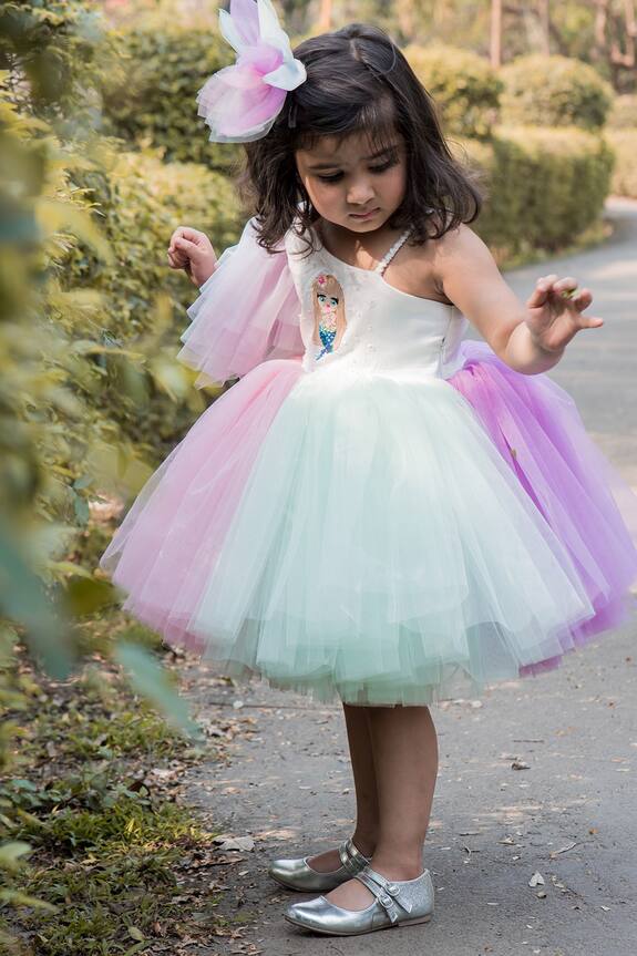 Buy Toplove Multi Color One Shoulder Ruffle Dress For Girls Online ...