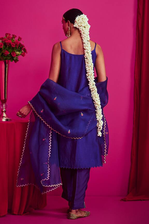 Buy Pink City Red Silk Chanderi Kurta Set Online | Aza Fashions