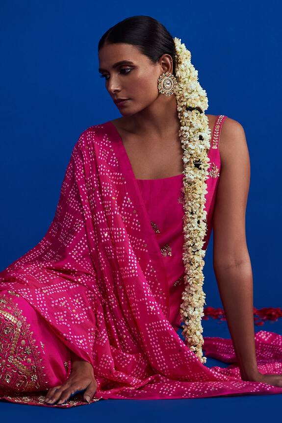 Buy Pink City Pink Silk Chanderi Kurta Set Online | Aza Fashions