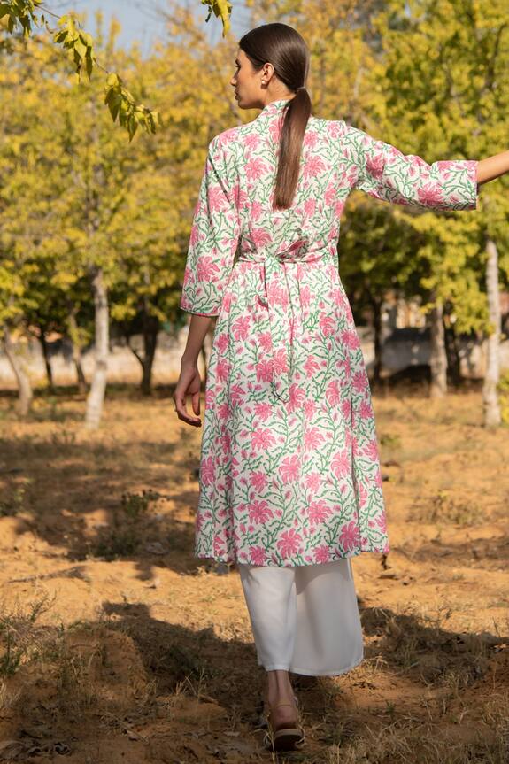 Buy Marche White Cotton Gardenia Printed Angrakha Kurta And Palazzo Set ... Buy Marche White Cotton Gardenia Printed Angrakha Kurta And Palazzo Set ...