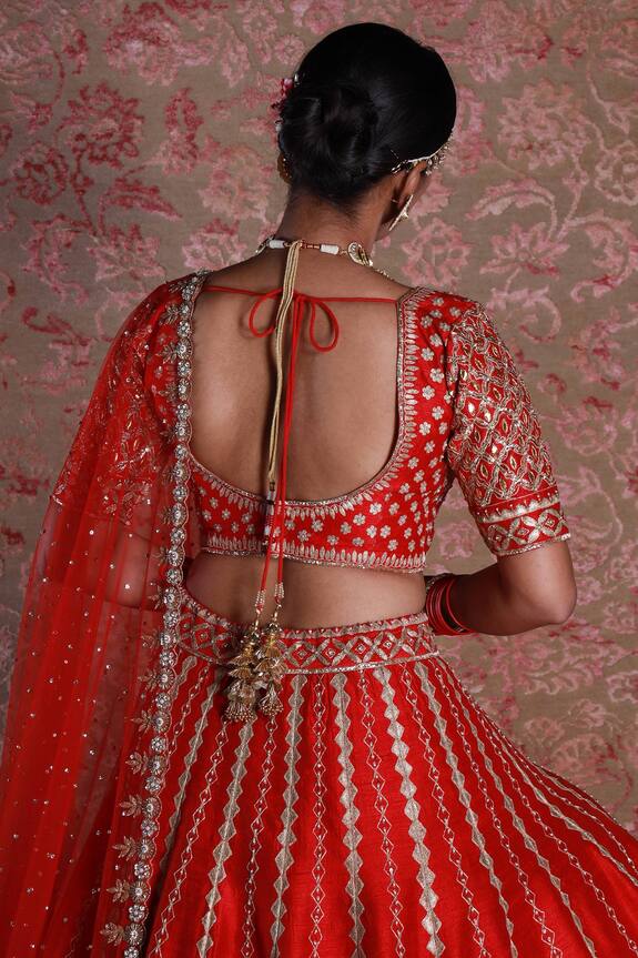 Buy Amrin khan Raw Silk Embroidered Lehenga Set Online | Aza Fashions