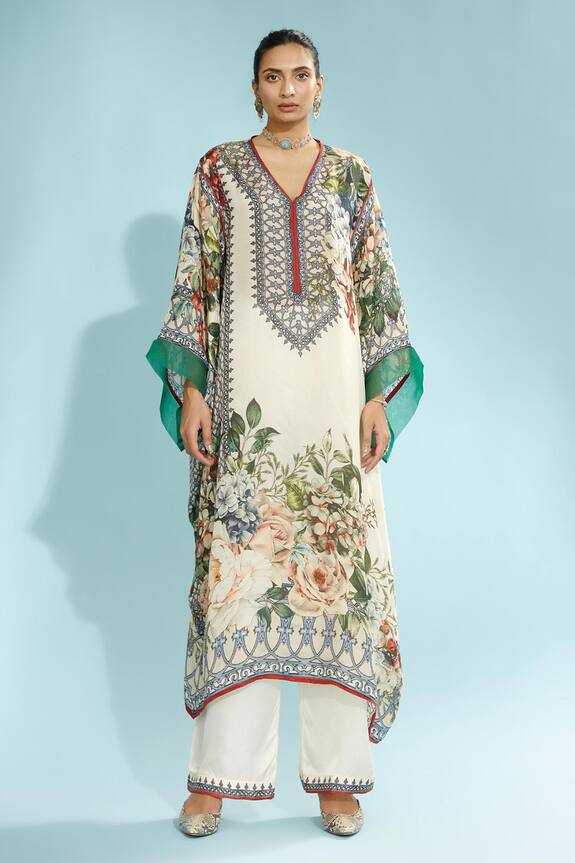 Buy Rajdeep Ranawat Beige Paloma Satin Palazzo Online | Aza Fashions