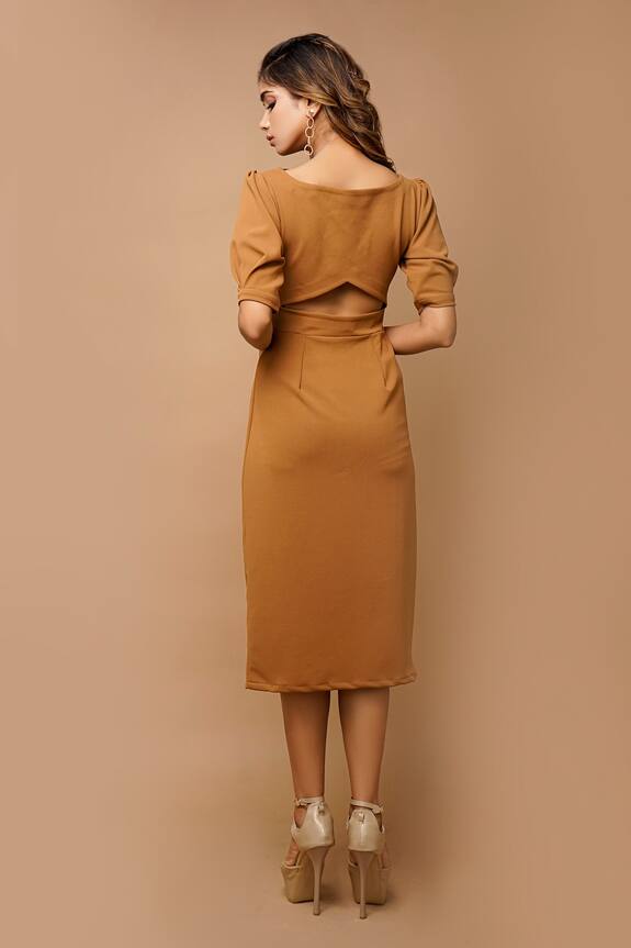 Buy Ahi Clothing Brown Cotton Bodycon Dress Online | Aza Fashions