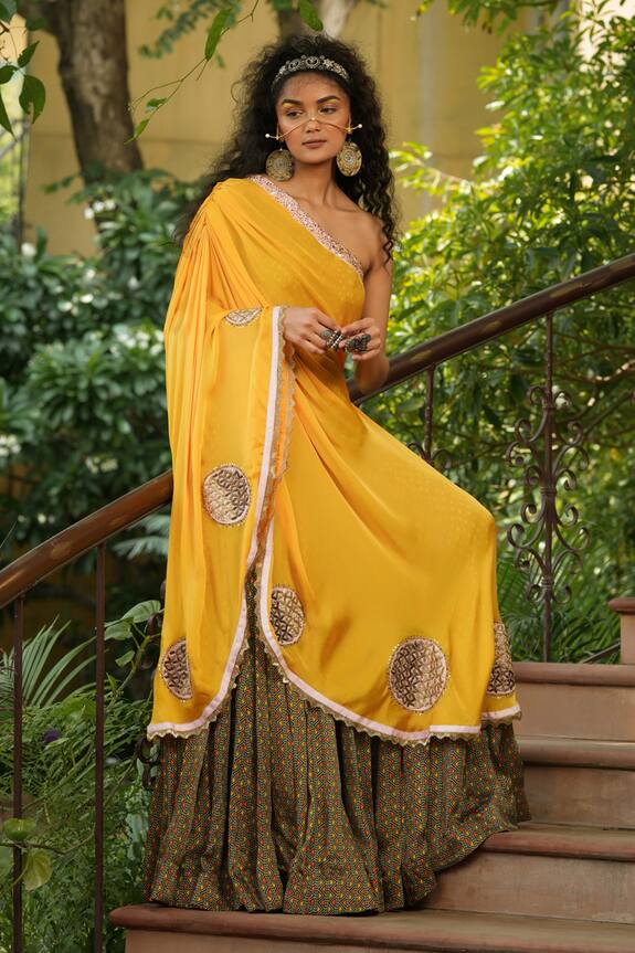 Buy Pallavi Jaipur Yellow Silk Satin One Shoulder Toga Dress Online ...