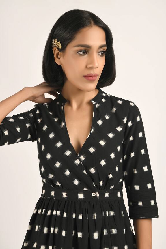Buy Indigo Dreams Black Cotton Nainital Geometric Woven Dress Online ...