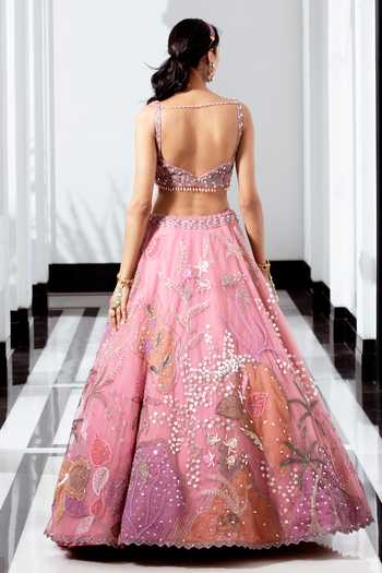 Buy Roqa Pink Butterfly Net Applique Lehenga Set With Ruffle Dupatta ...