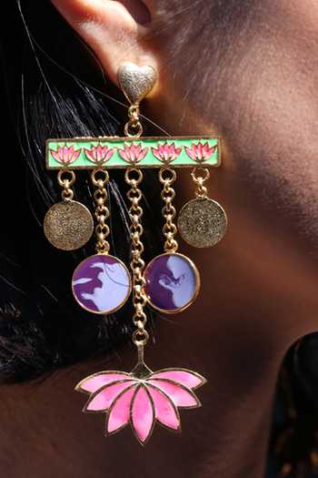 Buy Aditi Bhatt Lotus Love Dangler Earrings Online | Aza Fashions