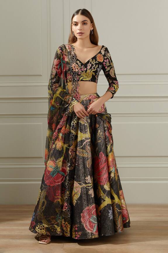 Buy Ranna Gill Multi Color Brocade Floral Pattern Lehenga Set Online ...