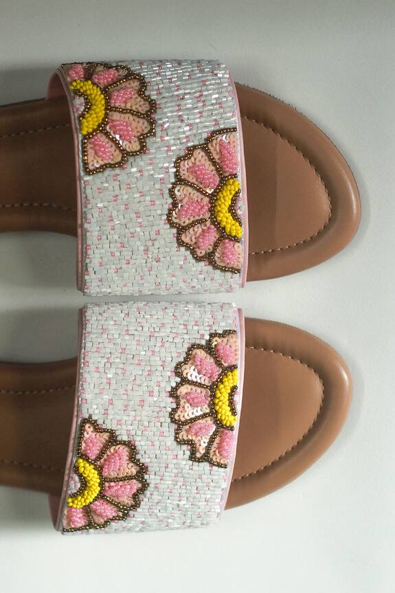 Buy Soleart Fashion Pvt. Ltd Pink Vegan Leather Blossom Embroidered ...