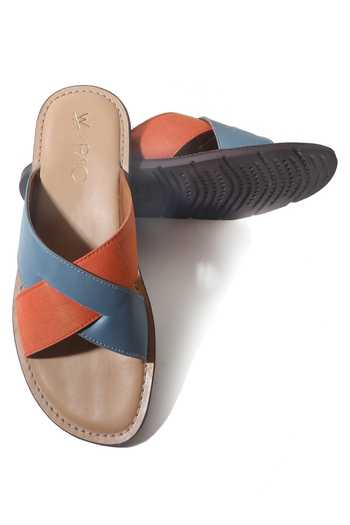 Buy Paio Orange Vegan Leather Nathan Cross Strap Flats Online | Aza ...