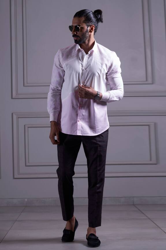 Buy Agape Pink Cotton Linen Shirt Online | Aza Fashions