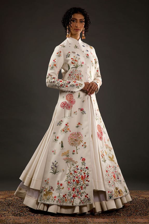Buy Rohit Bal Ivory Chanderi Silk Embroidered Jacket Online | Aza Fashions