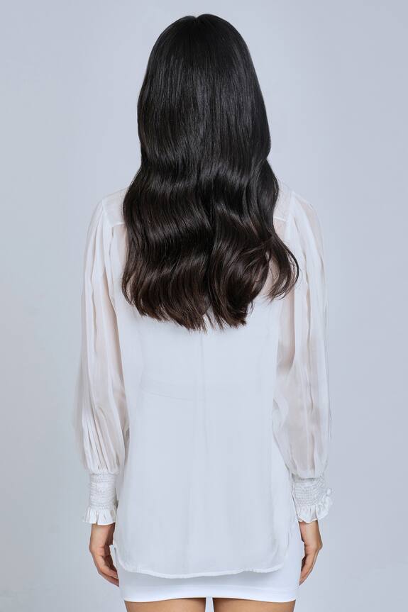 Buy World of Ra White Organza Embroidered Vest Shirt Online | Aza Fashions