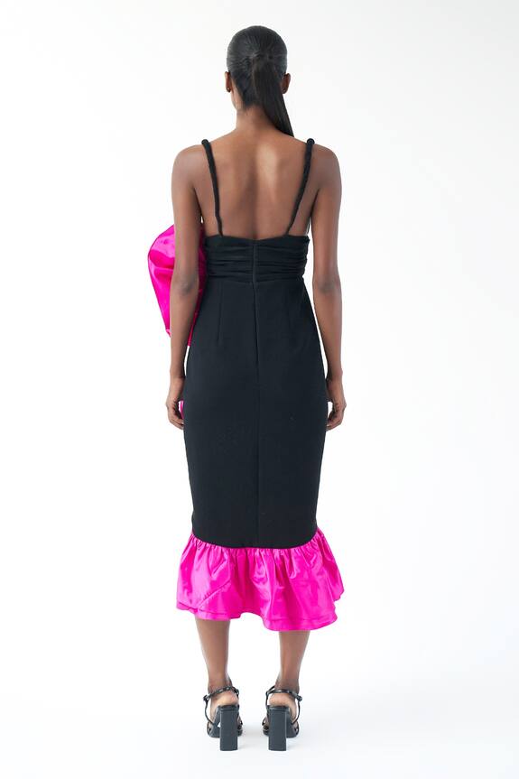 Buy Gauri & Nainika Black Micro Strappy Midi Dress Online | Aza Fashions