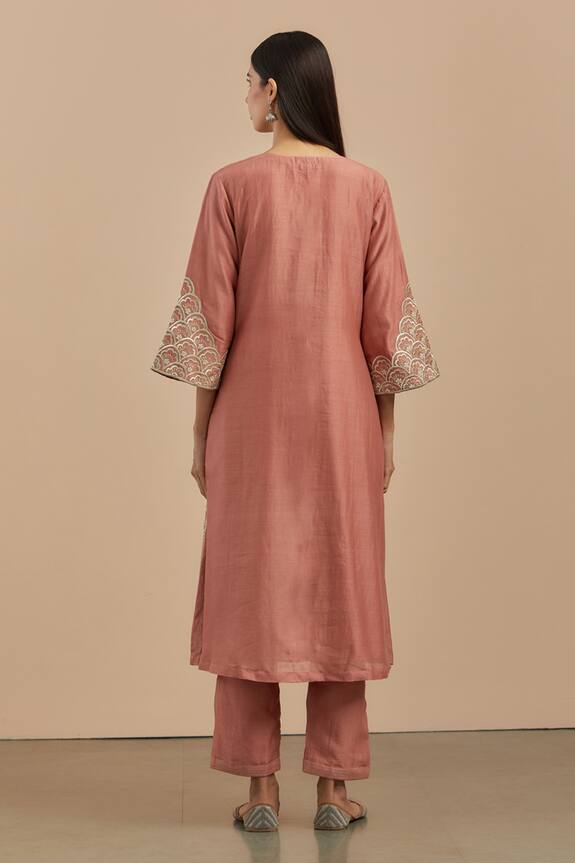 Buy Priya Chaudhary Pink Organza Chanderi Silk Kurta Set Online | Aza ...